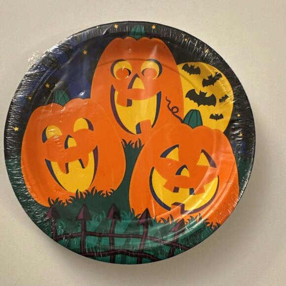 Holiday | Vintage Halloween Paper Plates Jack O Lanterns Pumpkin 8 ...